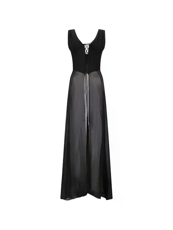Giuseppe Di Morabito Silk Georgette Corset Top With Lace-up Detailing