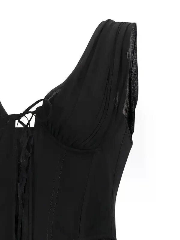 Giuseppe Di Morabito Silk Georgette Corset Top With Lace-up Detailing