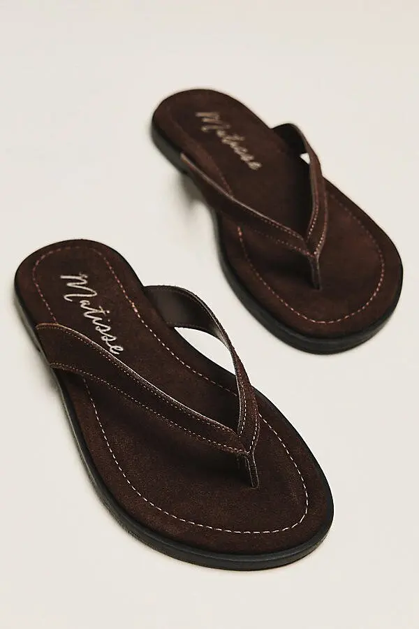 Matisse Leo Suede Flip Flops - Chocolate