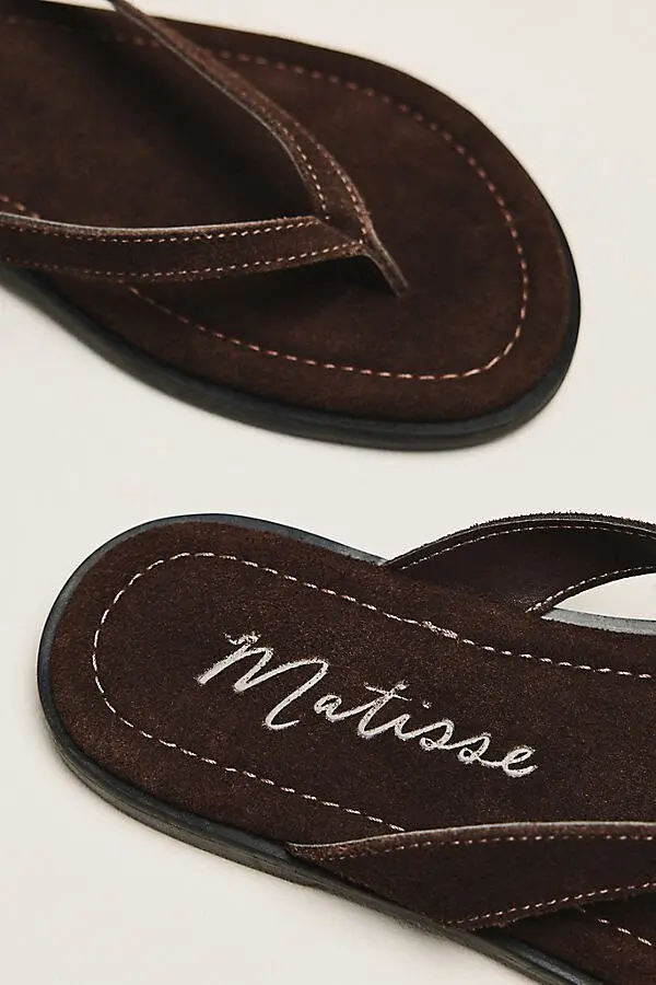 Matisse Leo Suede Flip Flops - Chocolate