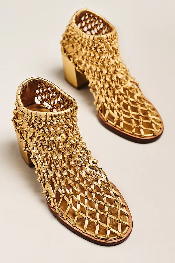 CECILIA NEW YORK Never Metallic Woven Boots - Gold