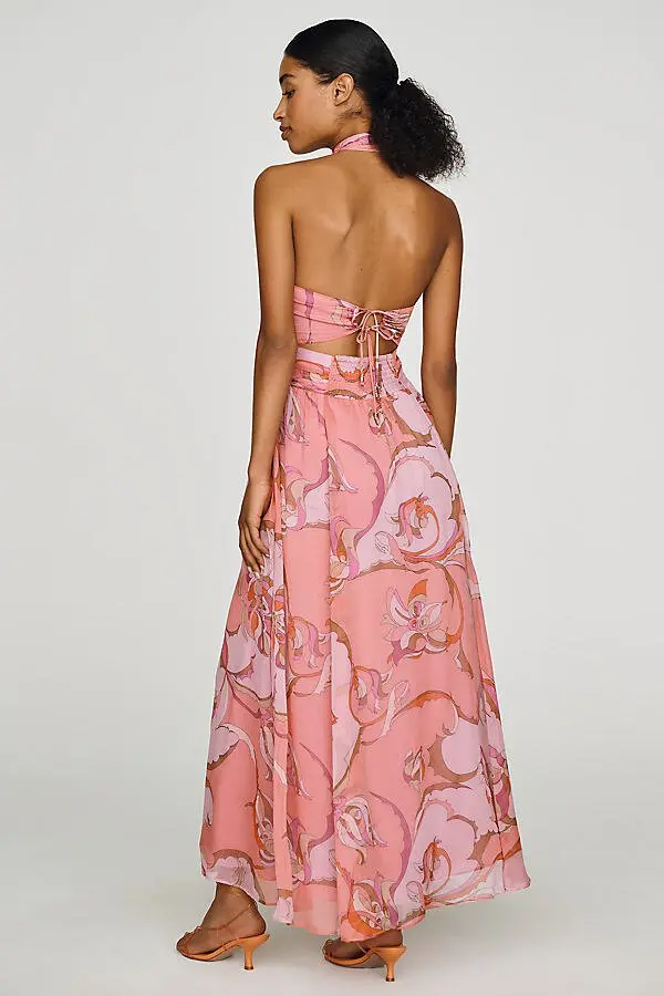 Anthropologie Maeve Cutout Halter Maxi Dress