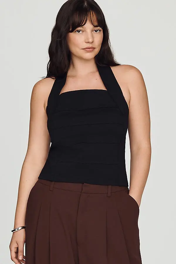 Anthropologie Ponte Bandage Halter Top - Black