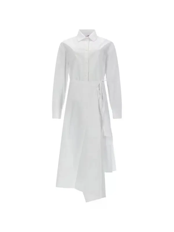 MSGM Asymmetric Hem Wrap-style Dress - White
