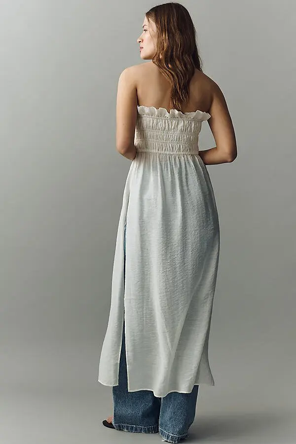 Anthropologie Sheer Maxi Strapless Top - Marshmallow