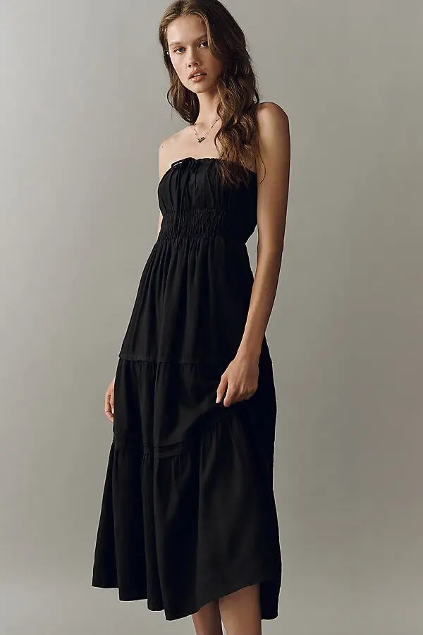 THE SOMERSET COLLECTION BY ANTHROPOLOGIE Strapless Midi Dress - Black