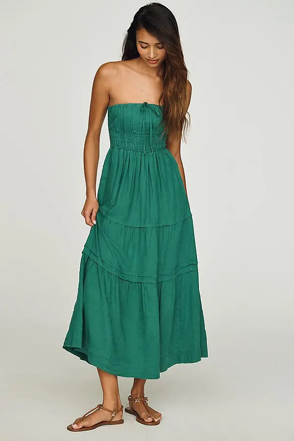 THE SOMERSET COLLECTION BY ANTHROPOLOGIE Strapless Midi Dress - Green