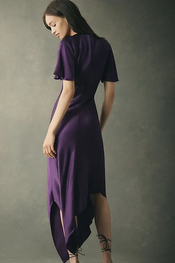 MARE MARE Phoebe Asymmetric Maxi Slip Dress - Dark Plum
