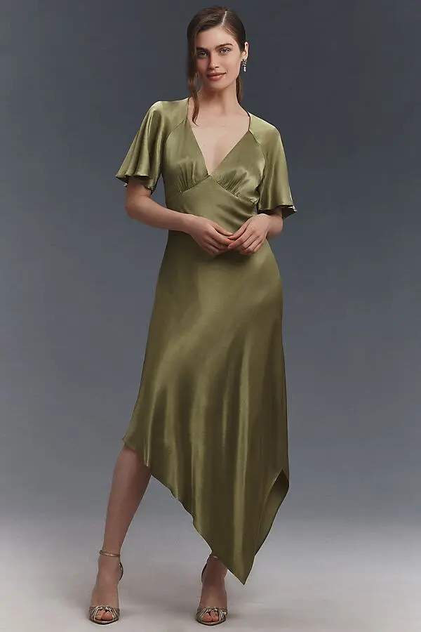 MARE MARE Asymmetric Maxi Slip Dress - Fern