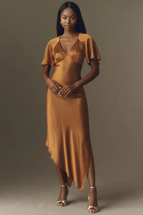 MARE MARE Asymmetrical Maxi Slip Dress - Rust