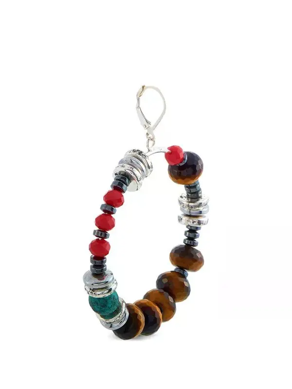 KING BABY STUDIO Hematite Beaded Hoop Earrings