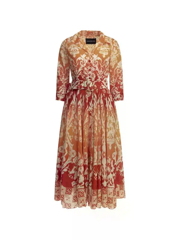 Samantha Sung Belted Ombré Midi Dress - Orange
