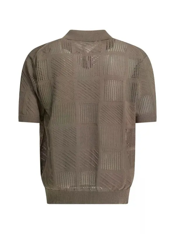 BEAMS Geometric-patterned Button-down Polo Shirt