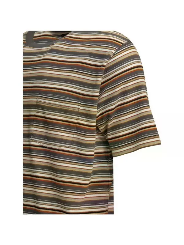 BEAMS Striped Chest-pocket T-shirt