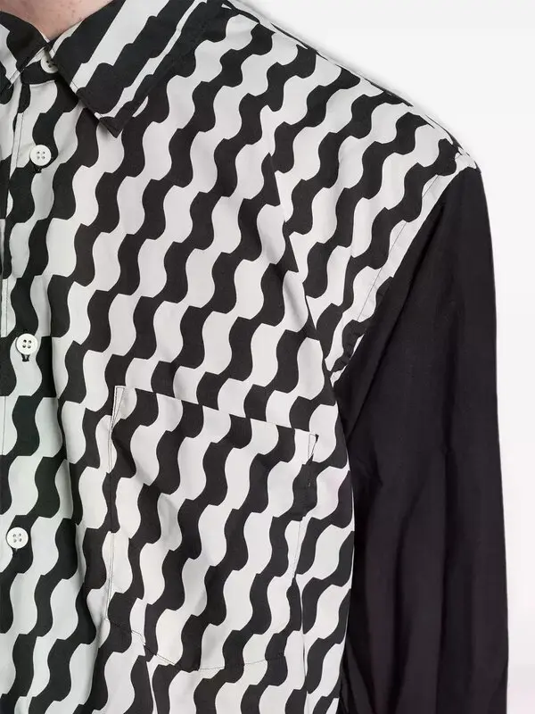 Comme Des Garçons Wave-print Panelled Shirt