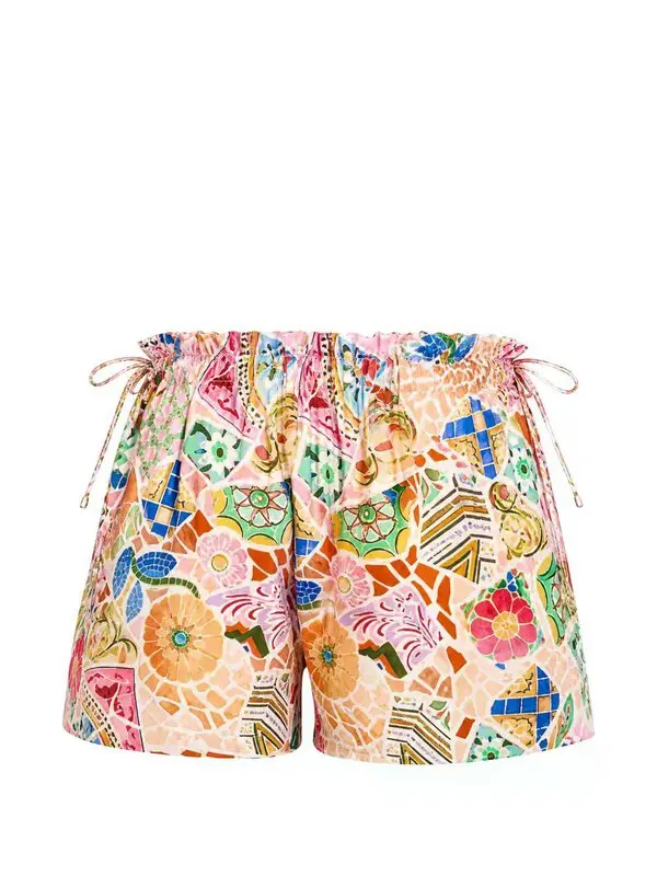Seafolly Mosaic Print Drawstring Mini Shorts