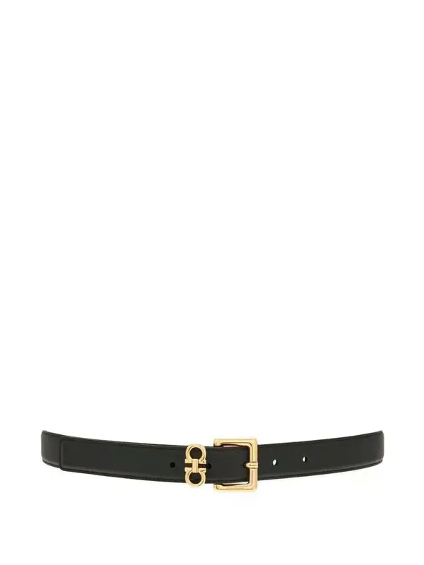 FERRAGAMO Gancini Buckle Leather Belt - Black