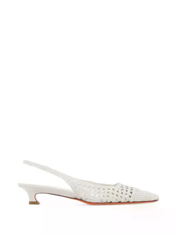 Santoni Woven Slingback Pumps - White