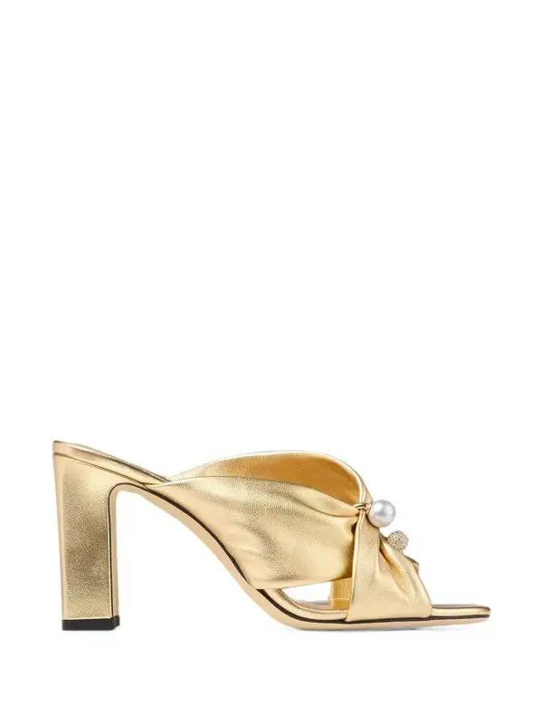 JIMMY CHOO Rafi 85 Metallic Nappa Leather Sandals - Gold