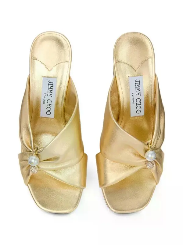 JIMMY CHOO Rafi 85 Metallic Nappa Leather Sandals