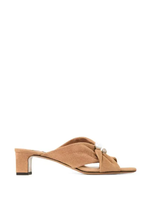 JIMMY CHOO Rafi 45 Suede Sandals - Neutrals