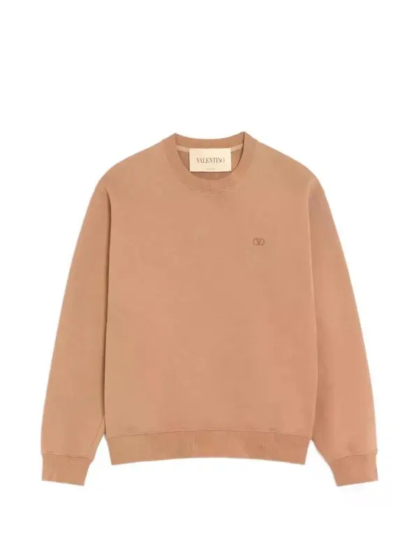 Valentino Garavani Vlogo Embroidered Cotton Sweatshirt - Neutrals
