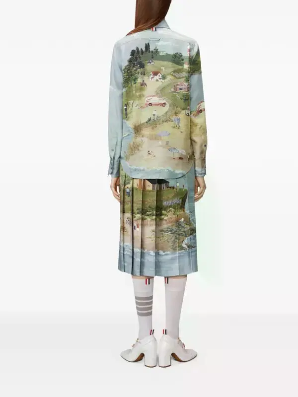 Thom Browne Nantucket Scenic-print Silk Shirt