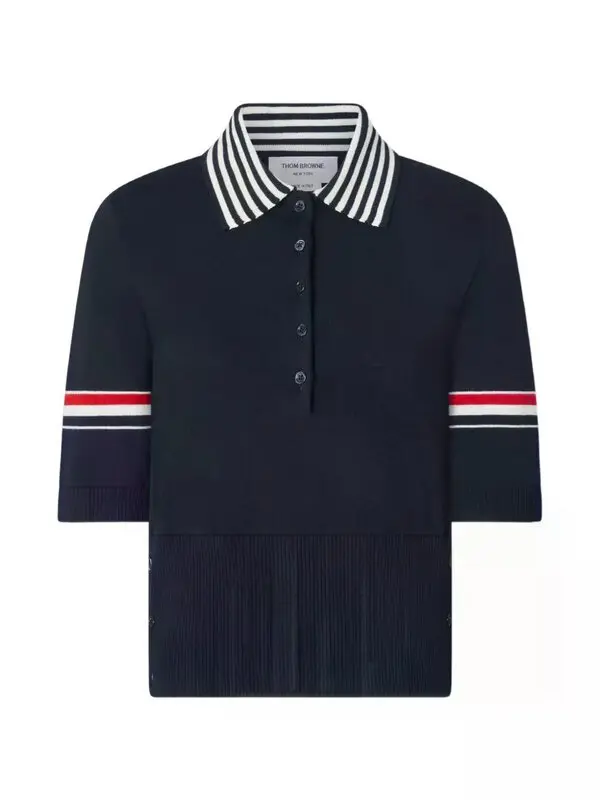 Thom Browne Rwb Stripe Lobster-jacquard Polo Shirt - Blue