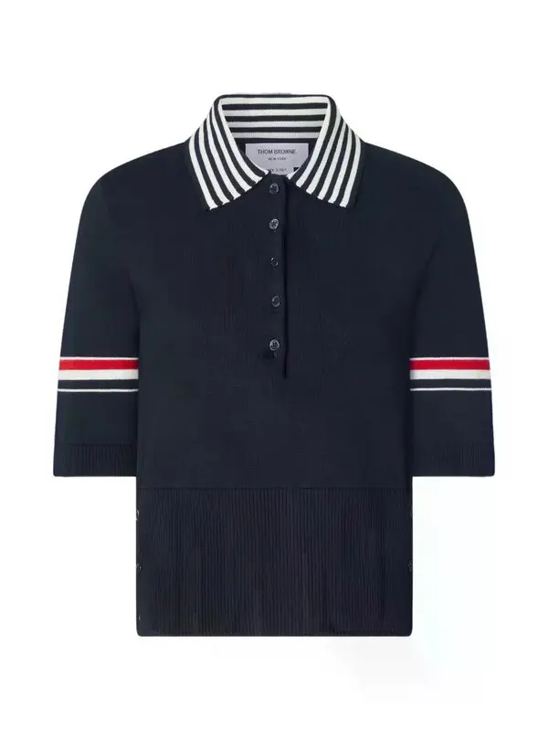 Thom Browne Rwb Stripe Lobster-jacquard Polo Shirt - Blue