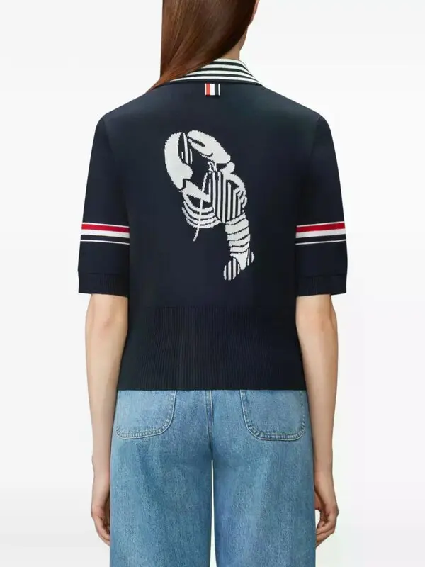 Thom Browne Rwb Stripe Lobster-jacquard Polo Shirt