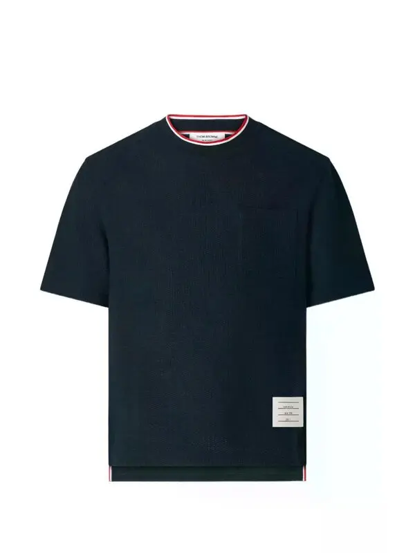 Thom Browne Textured Cotton Linen T-shirt - Blue