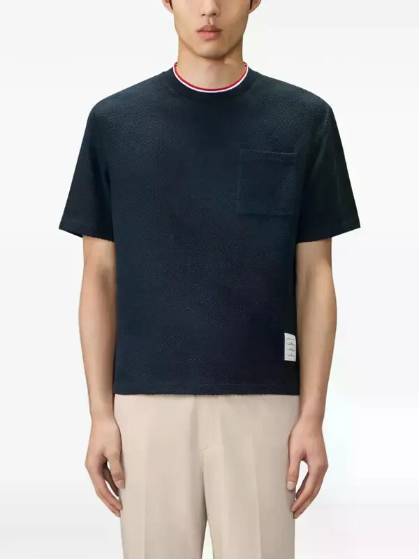 Thom Browne Textured Cotton Linen T-shirt - Blue