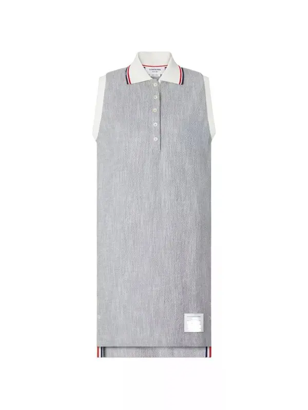 Thom Browne Sleeveless Tweed Polo Dress