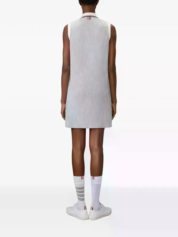 Thom Browne Sleeveless Tweed Polo Dress