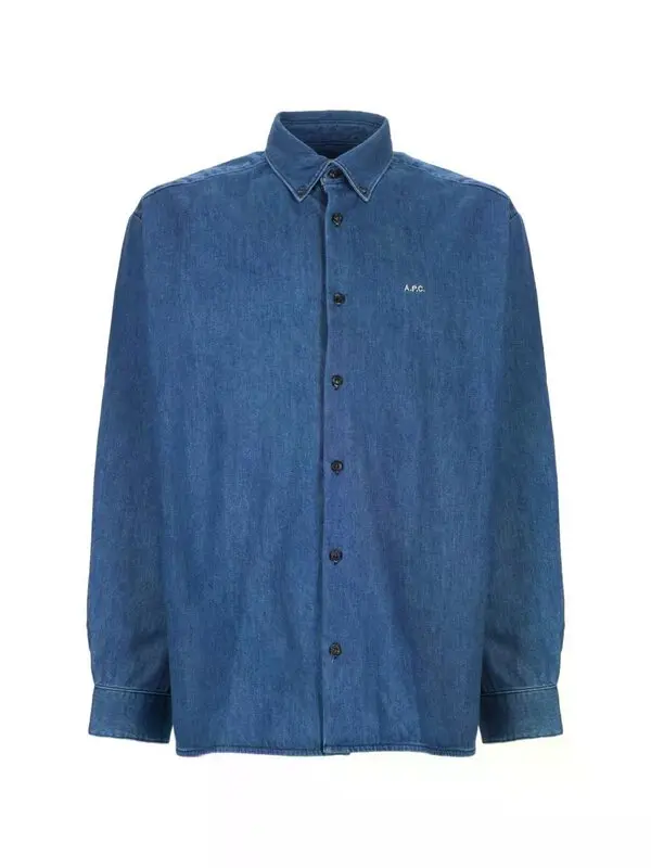 A.p.c. Mathias Logo-embroidered Button-down Shirt - Blue