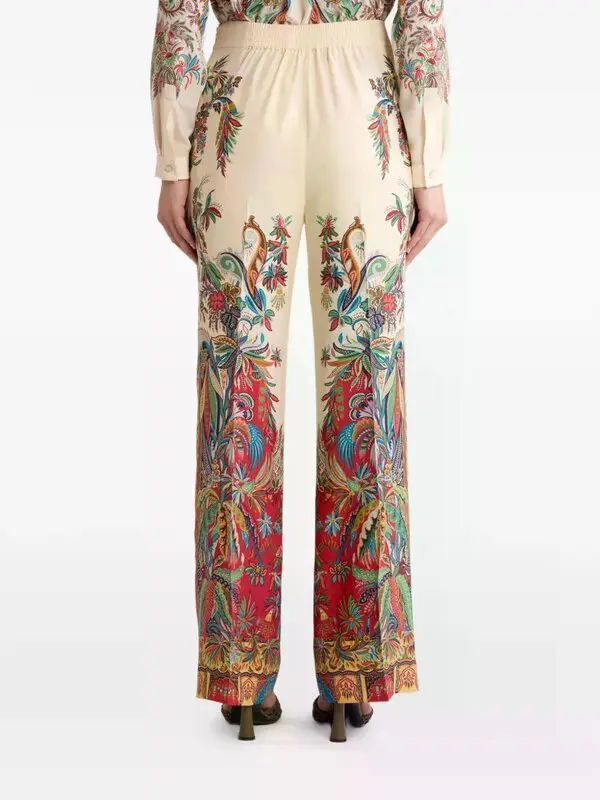 Etro Paisley Print Silk High-waisted Trousers