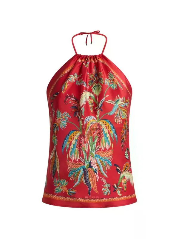Etro Paisley Print Silk Halterneck Top