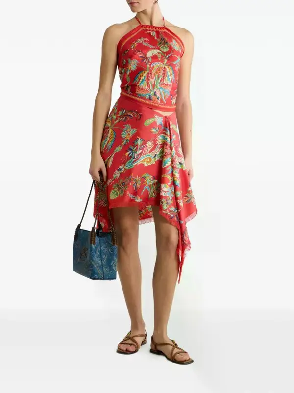 Etro Paisley Print Silk Halterneck Top
