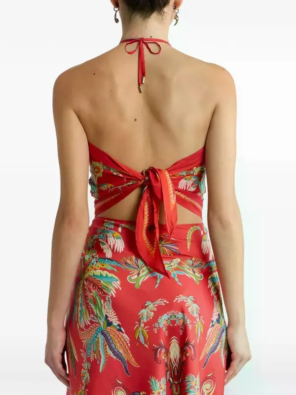 Etro Paisley Print Silk Halterneck Top