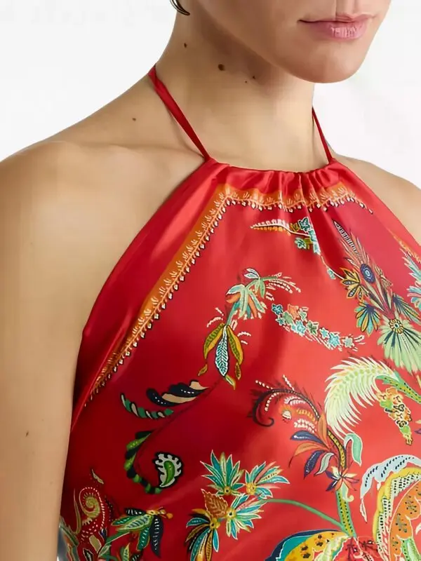 Etro Paisley Print Silk Halterneck Top - Red