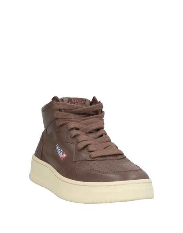 AUTRY Chocolate Leather High-top Sneakers - Brown