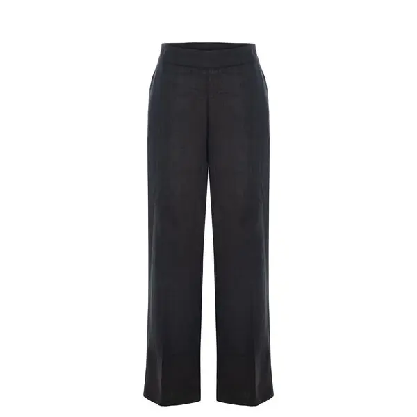 WOMEN & WOMEN Linen Palazzo Pants With Double-fold Hem