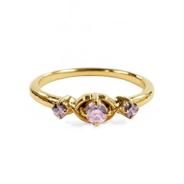 BELINDA JEWELZ Triple Pink Tourmaline Ring In Gold Vermeil - Pink/gold