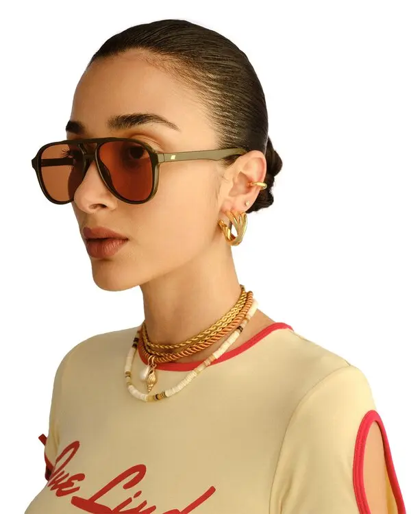Le Specs Tragic Magic Aviator Sunglasses - Dark Olive