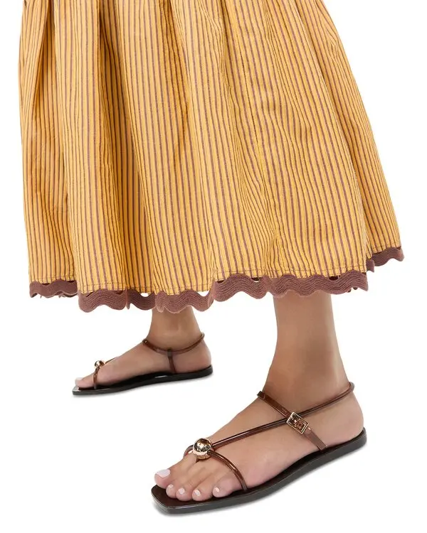 LOEFFLER RANDALL Dana Flat Sandals With Gold Tone Ball Detail - Brown
