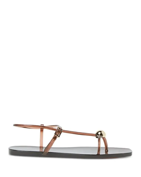 LOEFFLER RANDALL Dana Flat Sandals With Gold Tone Ball Detail - Brown