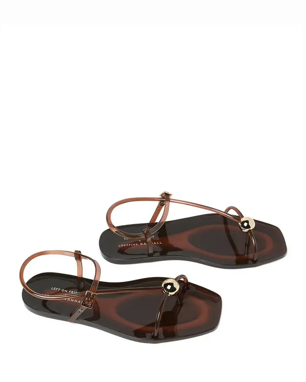 LOEFFLER RANDALL Dana Flat Sandals With Gold Tone Ball Detail - Brown
