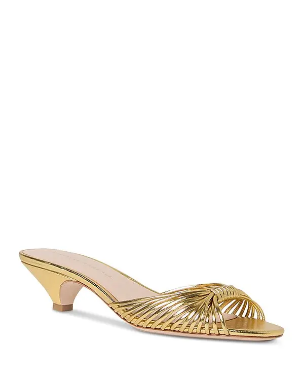 LOEFFLER RANDALL Metallic Knot Detail Slide Sandals - Gold