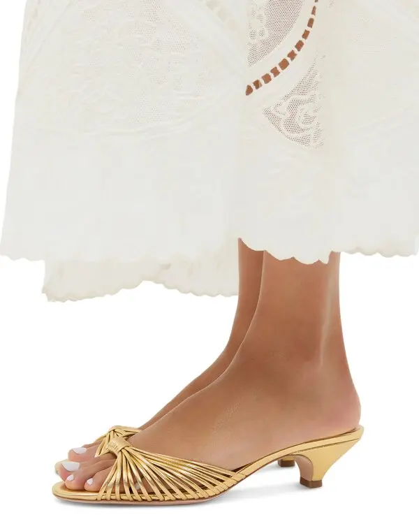 LOEFFLER RANDALL Metallic Knot Detail Slide Sandals - Gold