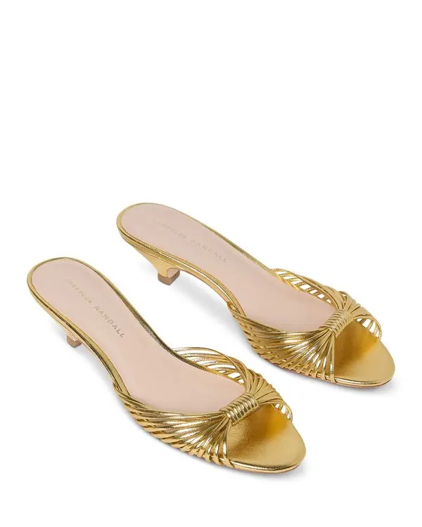 LOEFFLER RANDALL Metallic Knot Detail Slide Sandals - Gold